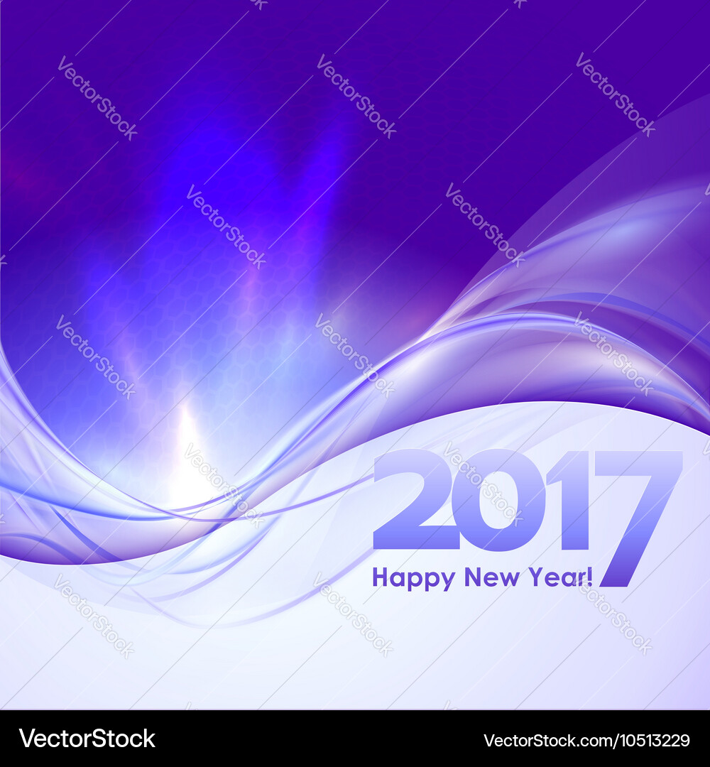 Happy new year background with blue wave Vector Image