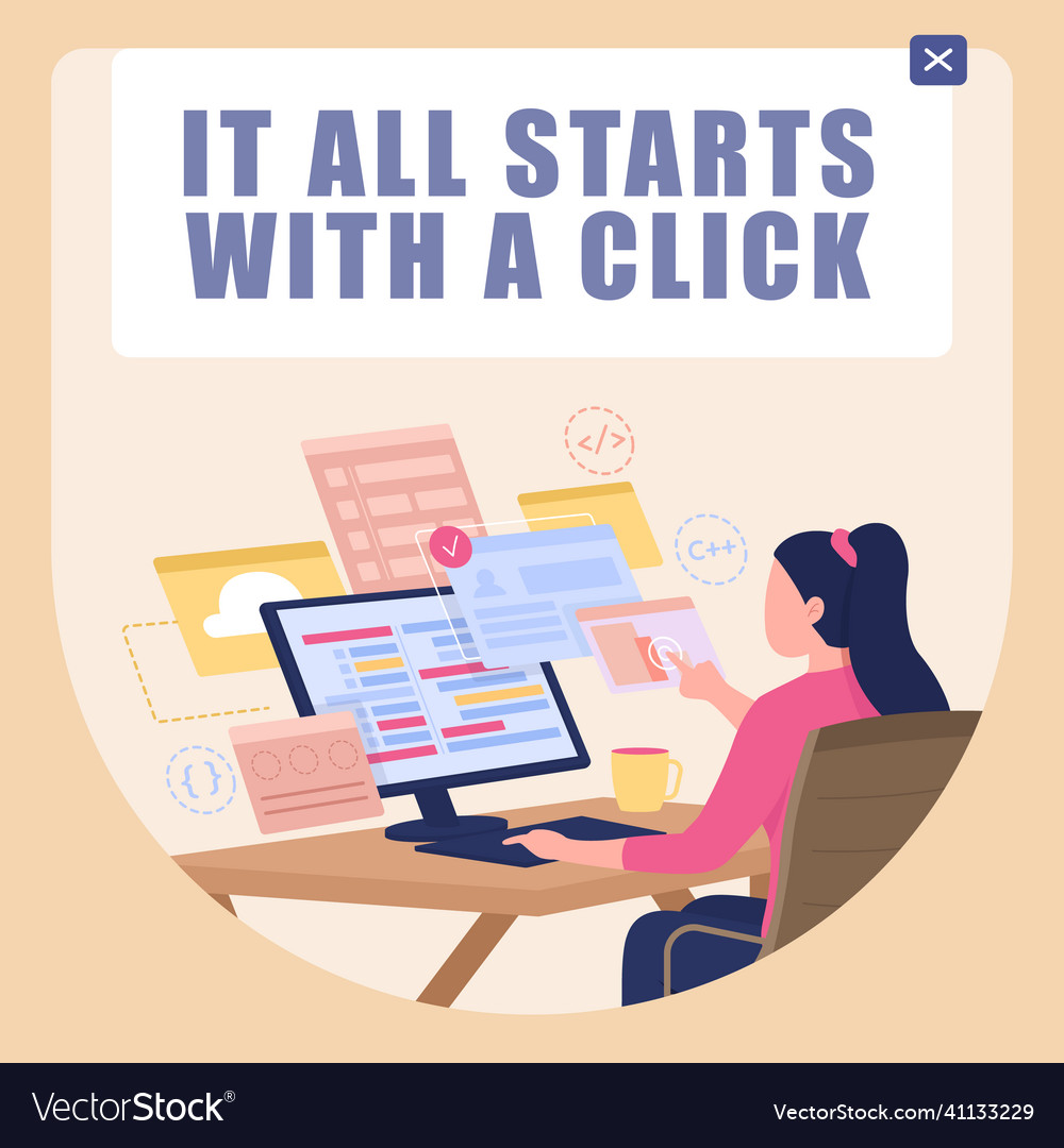 Programming class social media post mockup Vector Image