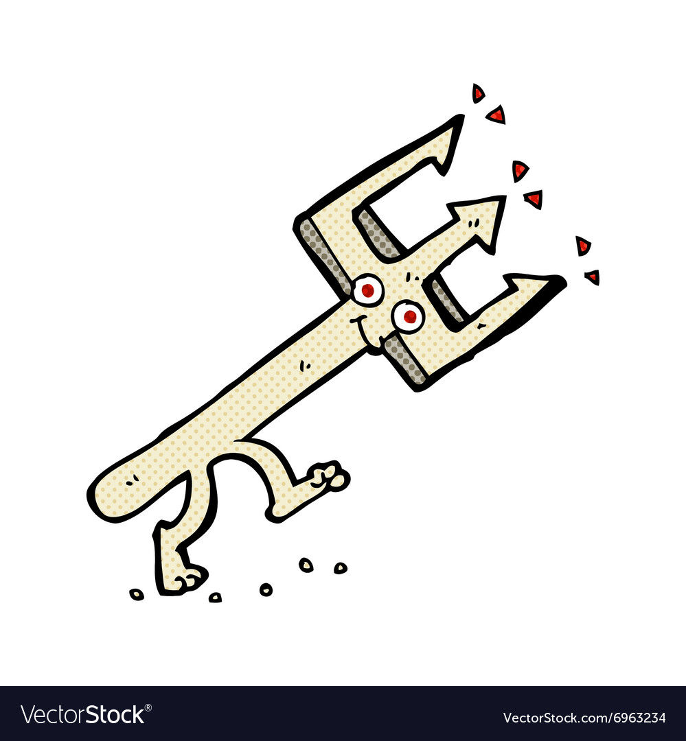 Comic cartoon devil fork Royalty Free Vector Image