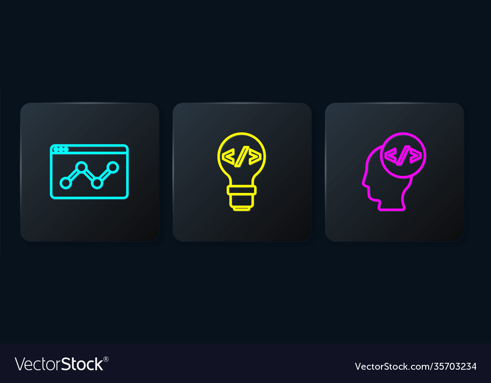 Set line website statistic front end development Vector Image