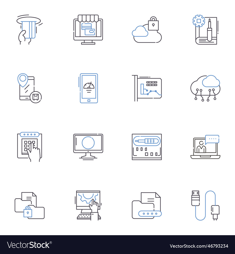 Two-factor authentication line icons collection Vector Image