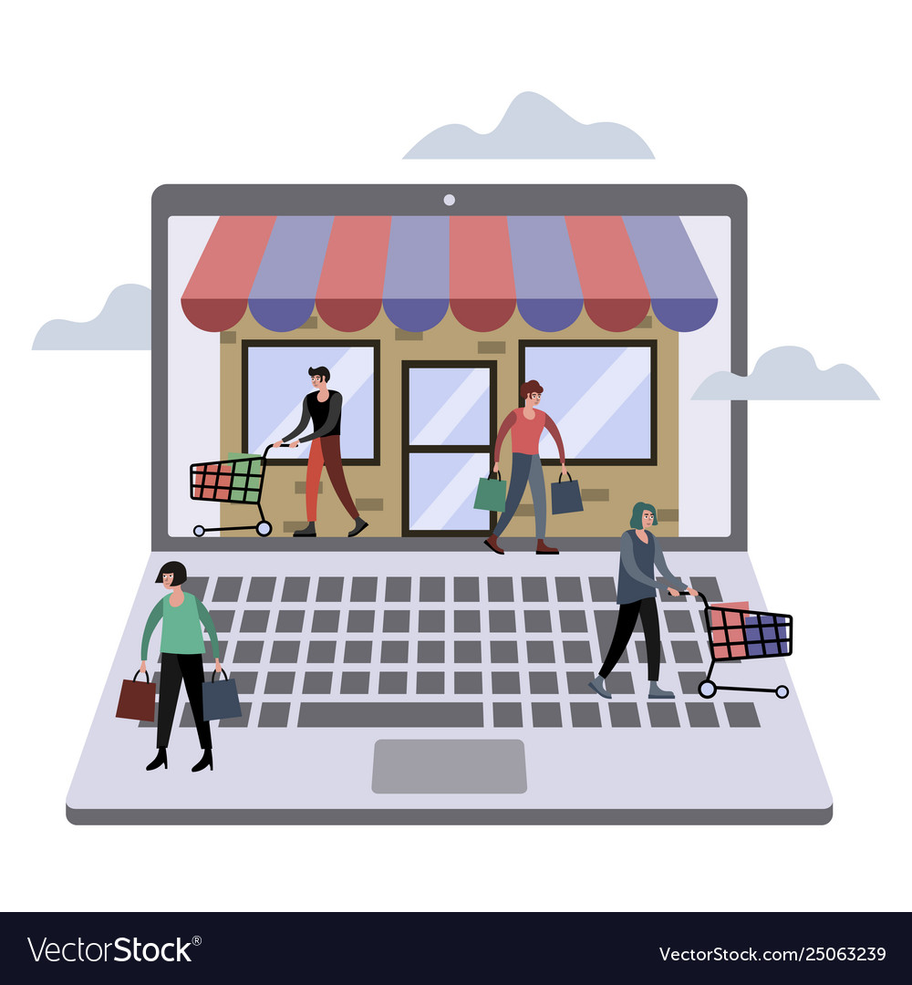 Online store technology flat Royalty Free Vector Image