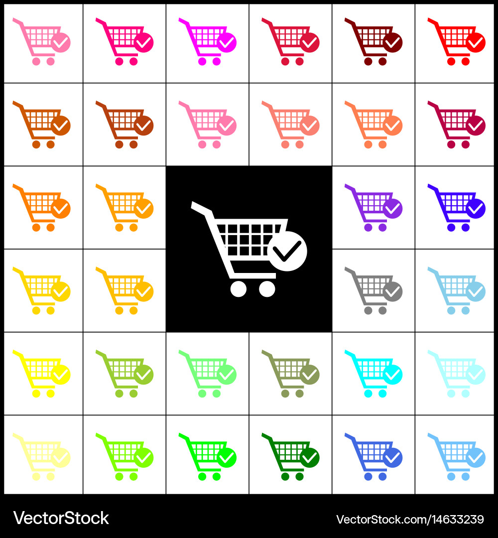 Shopping cart with check mark sign felt Royalty Free Vector
