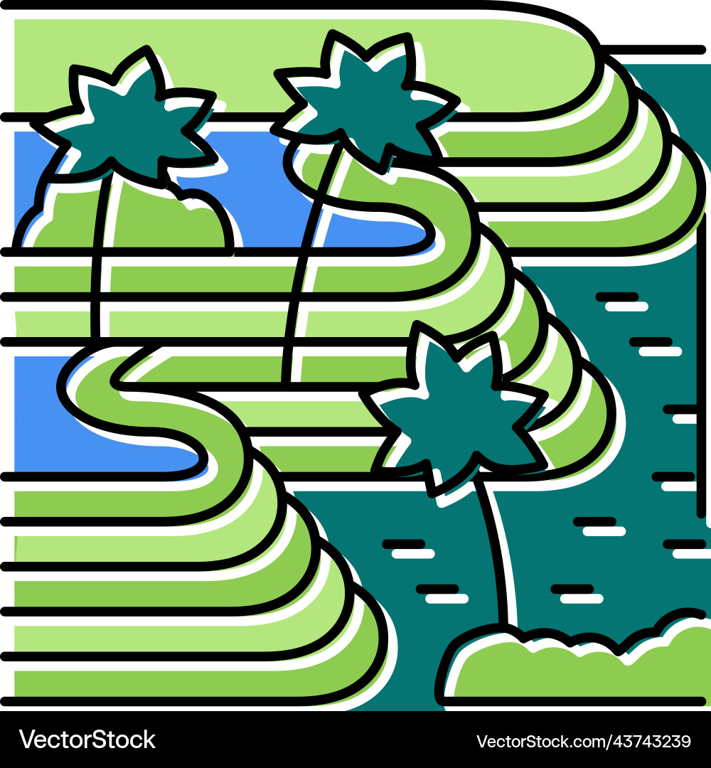 Tegallalang rice terraces color icon Royalty Free Vector