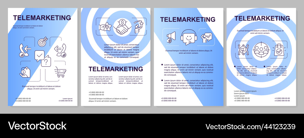 Telemarketing campaign blue brochure template Vector Image