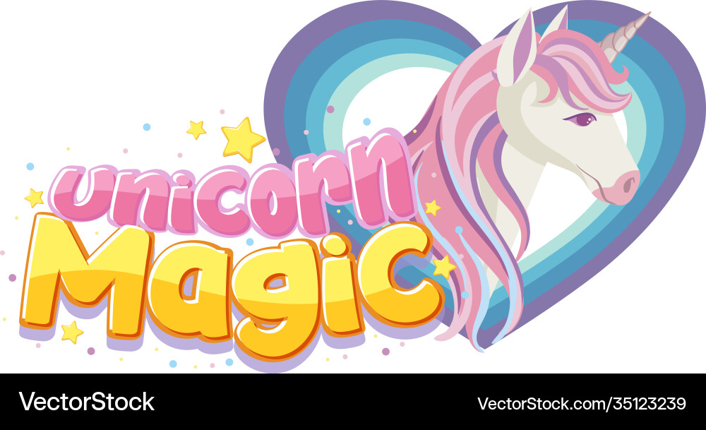 Unicorn magic logo with in pastel color Royalty Free Vector