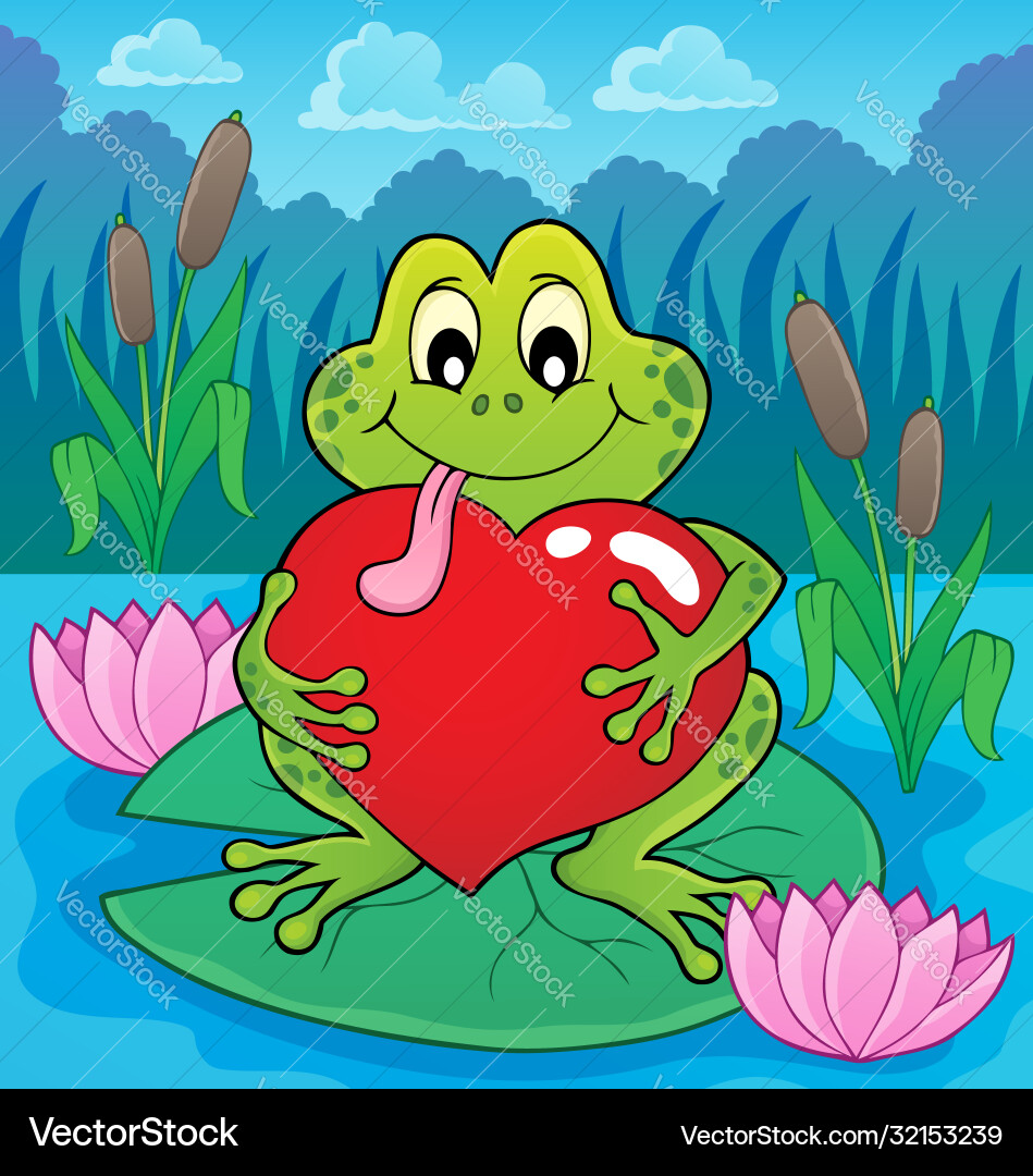 Valentine frog theme image 4 Royalty Free Vector Image