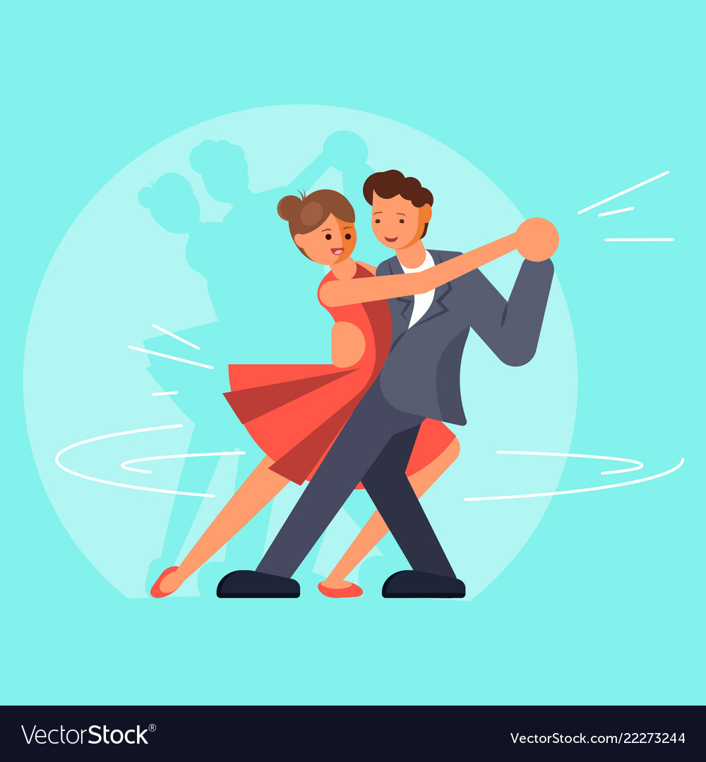 Beautiful couple dancing tango flat Royalty Free Vector