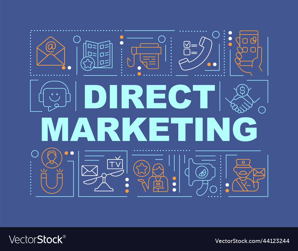 Direct marketing strategy word concepts dark blue Vector Image