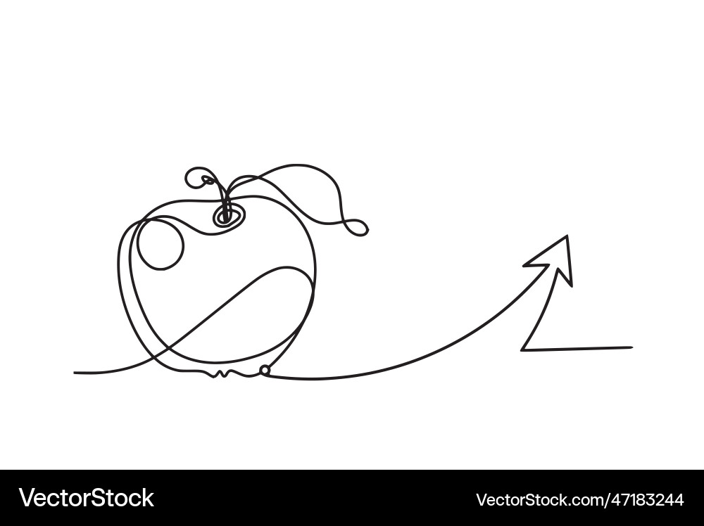 Drawing line apple with arrow on the white Vector Image