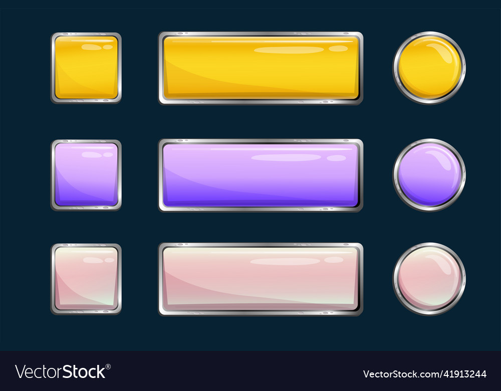 Game button set ui web icon for app isolated Vector Image