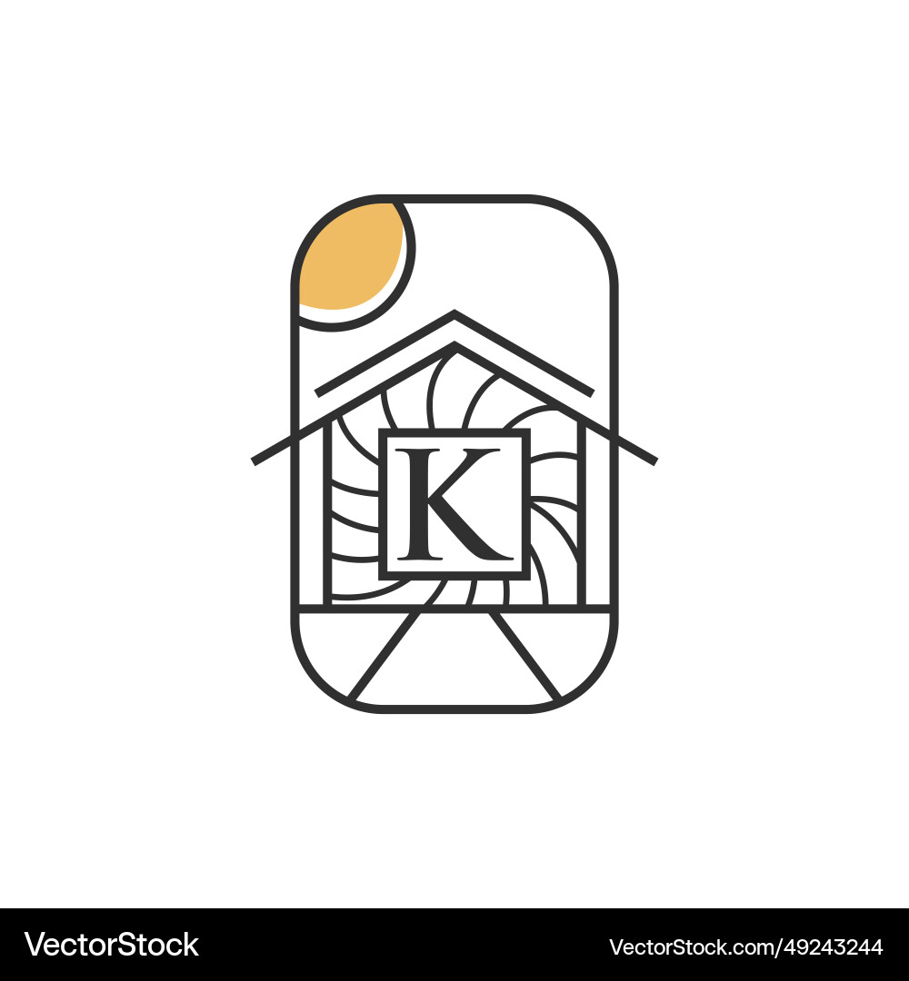 Letter k house minimal logo design Royalty Free Vector Image