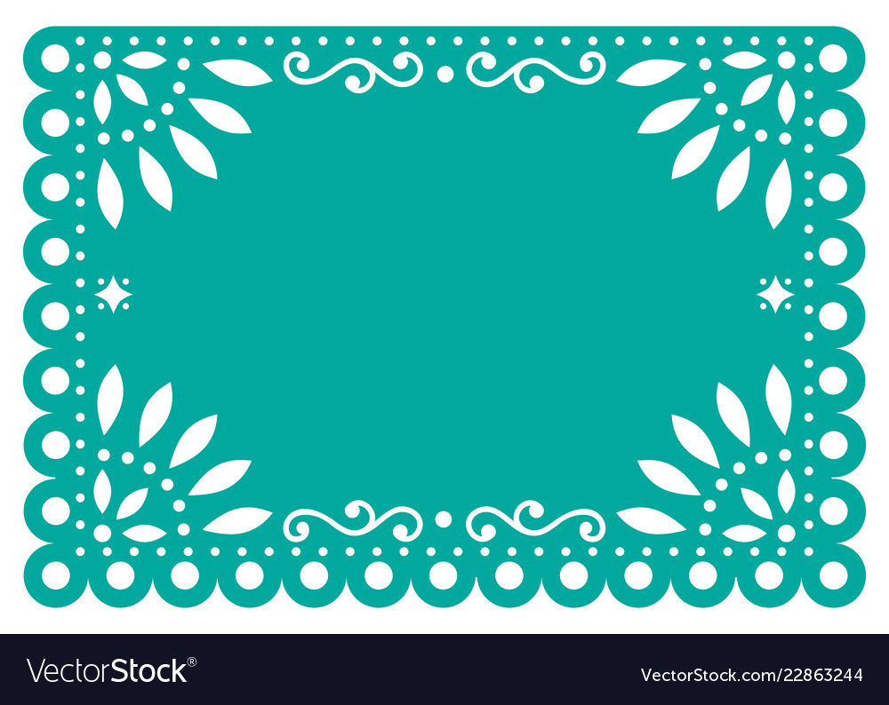 Papel Picado Template Design In Turquoise Vector Image