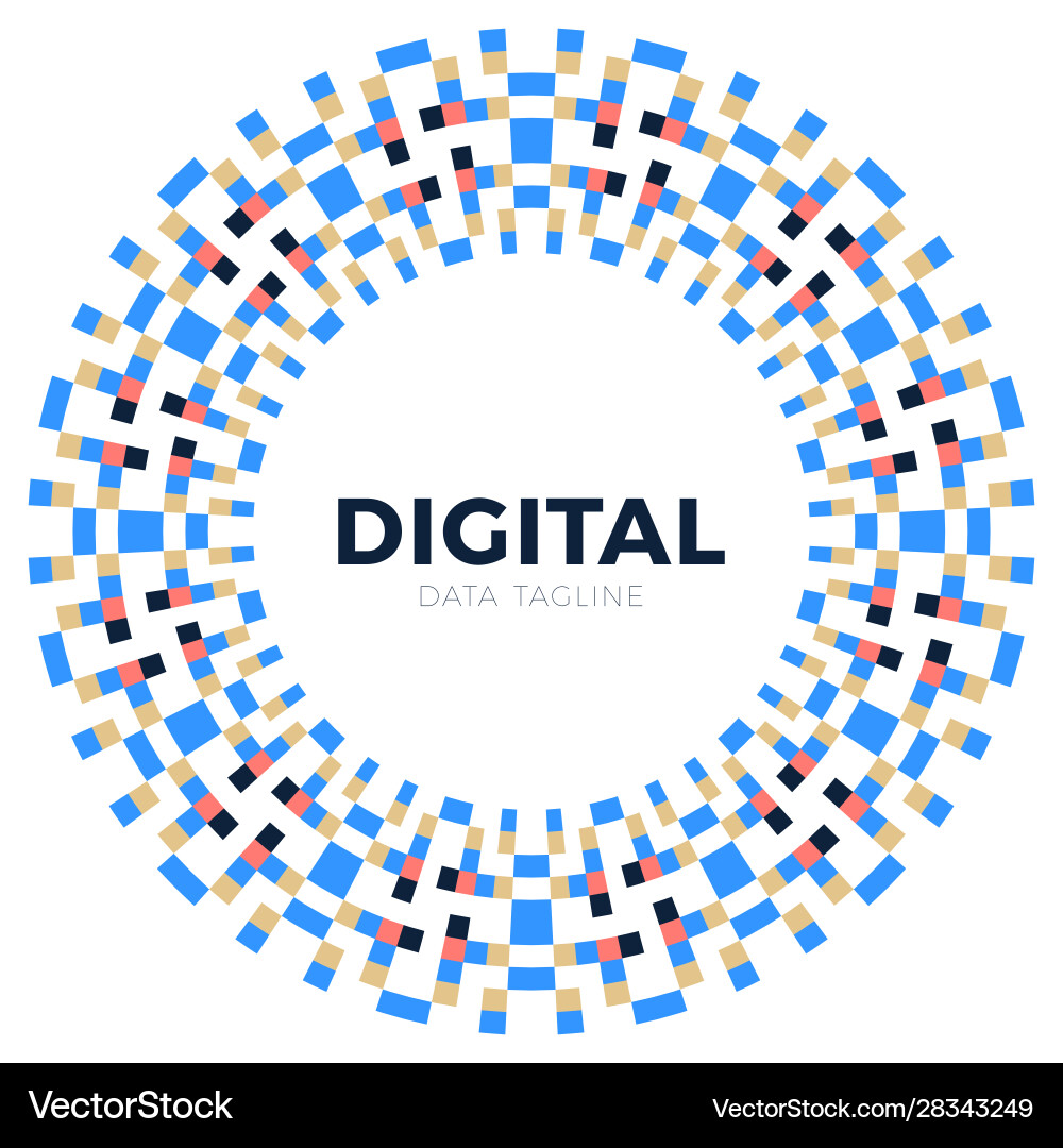 Digital pixels in circle form tiny squares Vector Image