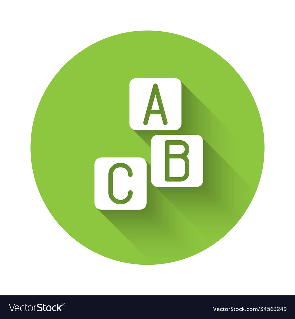 White abc blocks icon isolated with long shadow Vector Image