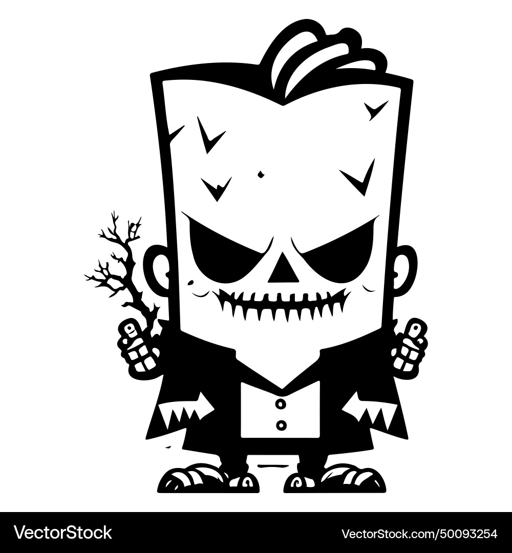 Halloween frankenstein scary sketch draw Vector Image
