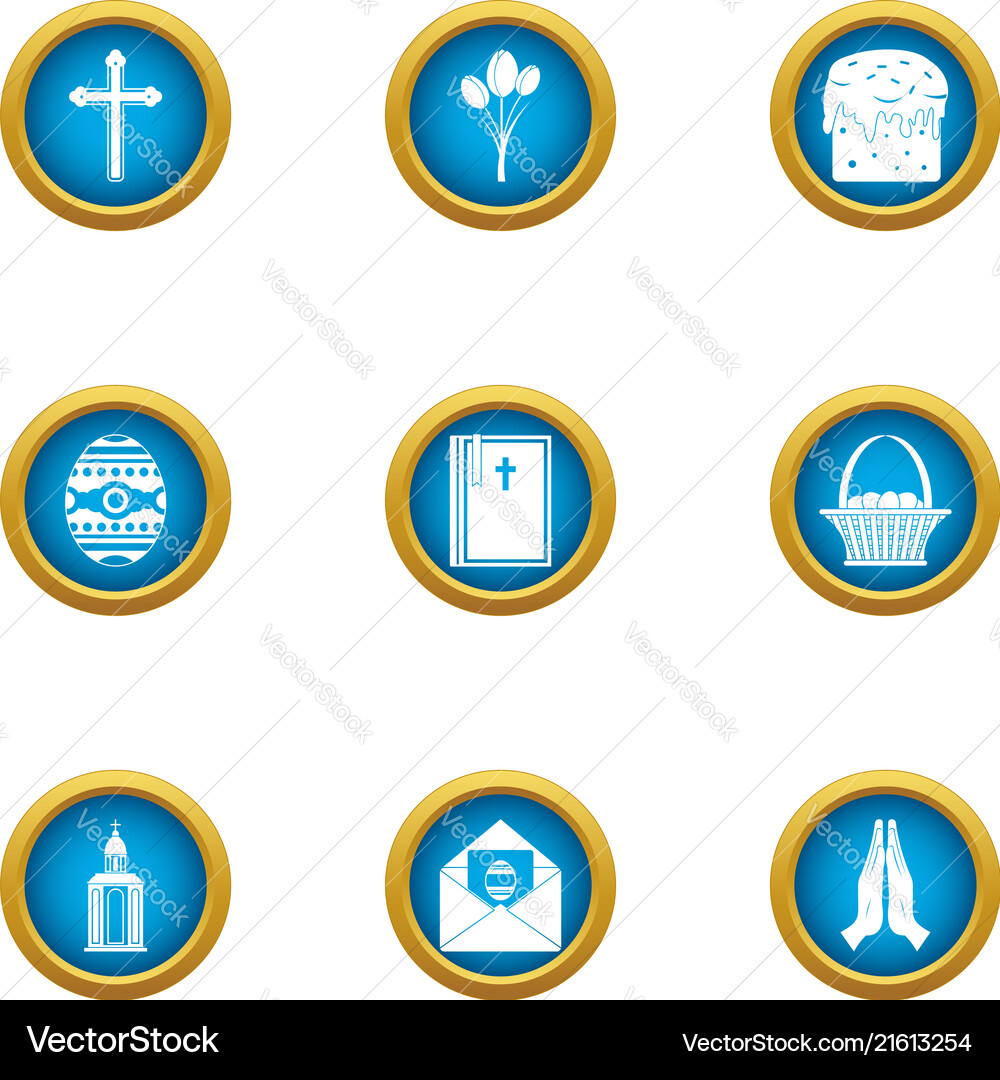 Supplication icons set flat style Royalty Free Vector Image