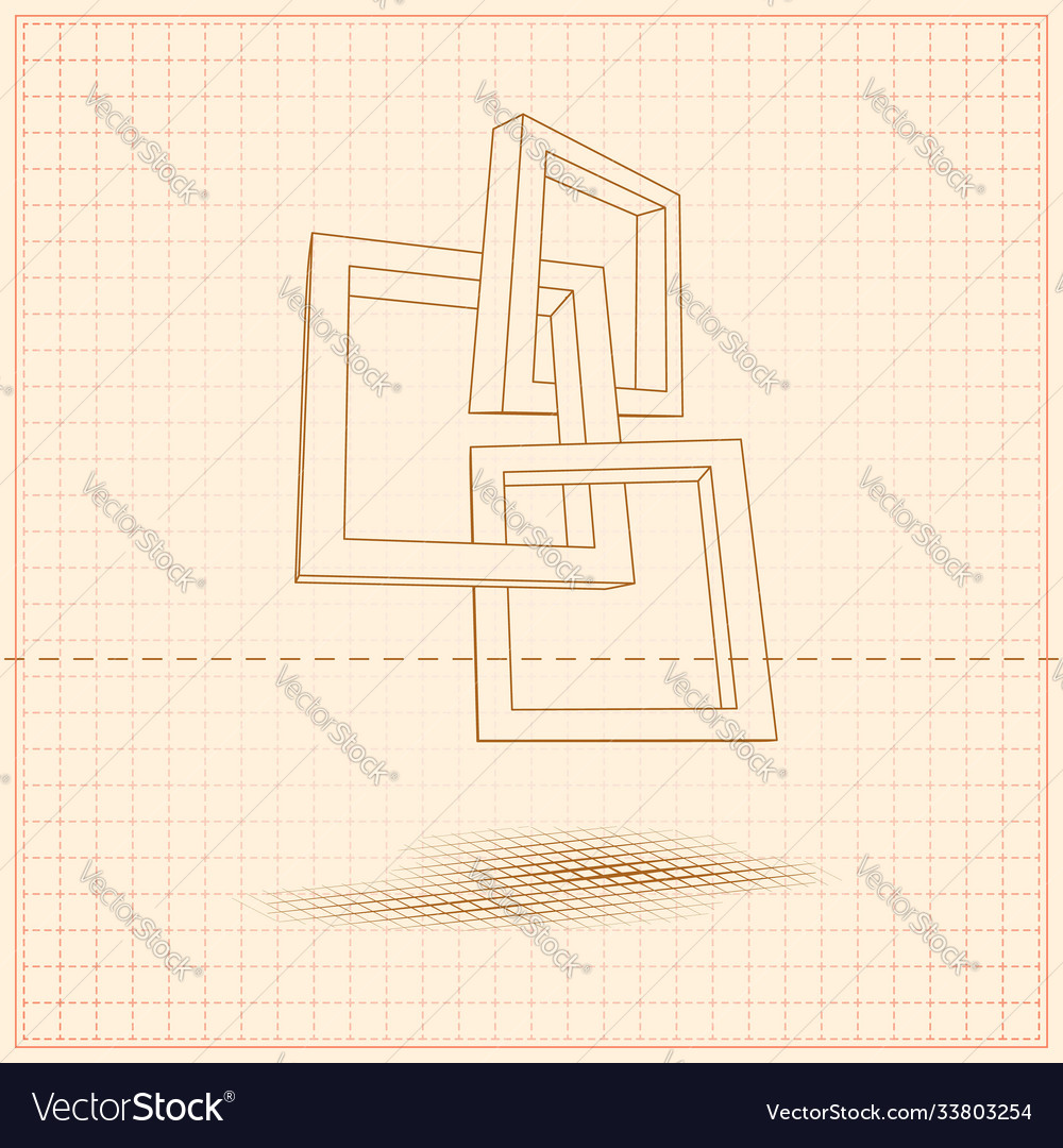 Three rectangular 3d frames blueprint Royalty Free Vector