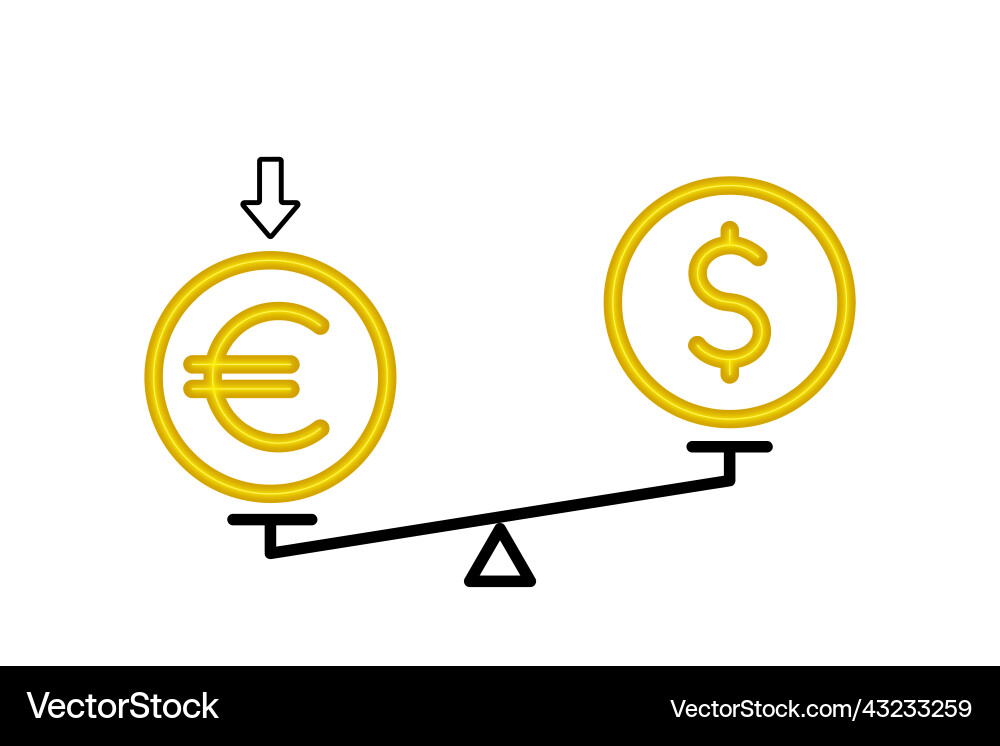 Euro dollar balance scale high currency value Vector Image