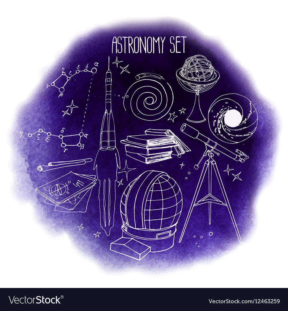 Graphic astronomy set Royalty Free Vector Image
