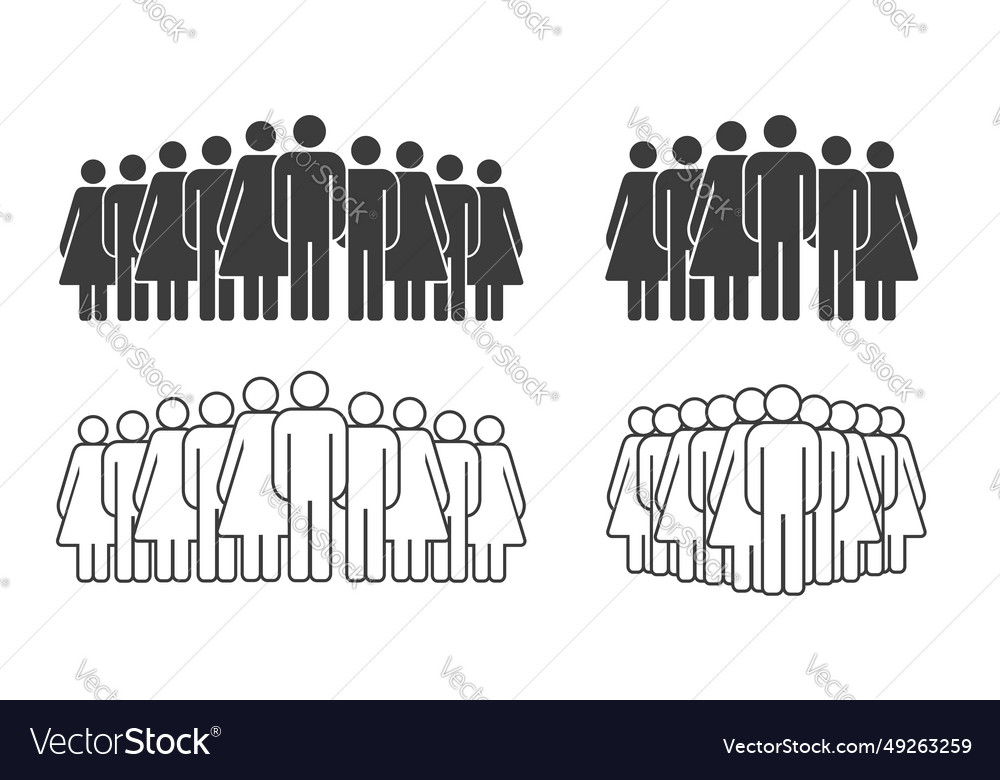 Large and small solid black outline groups Vector Image