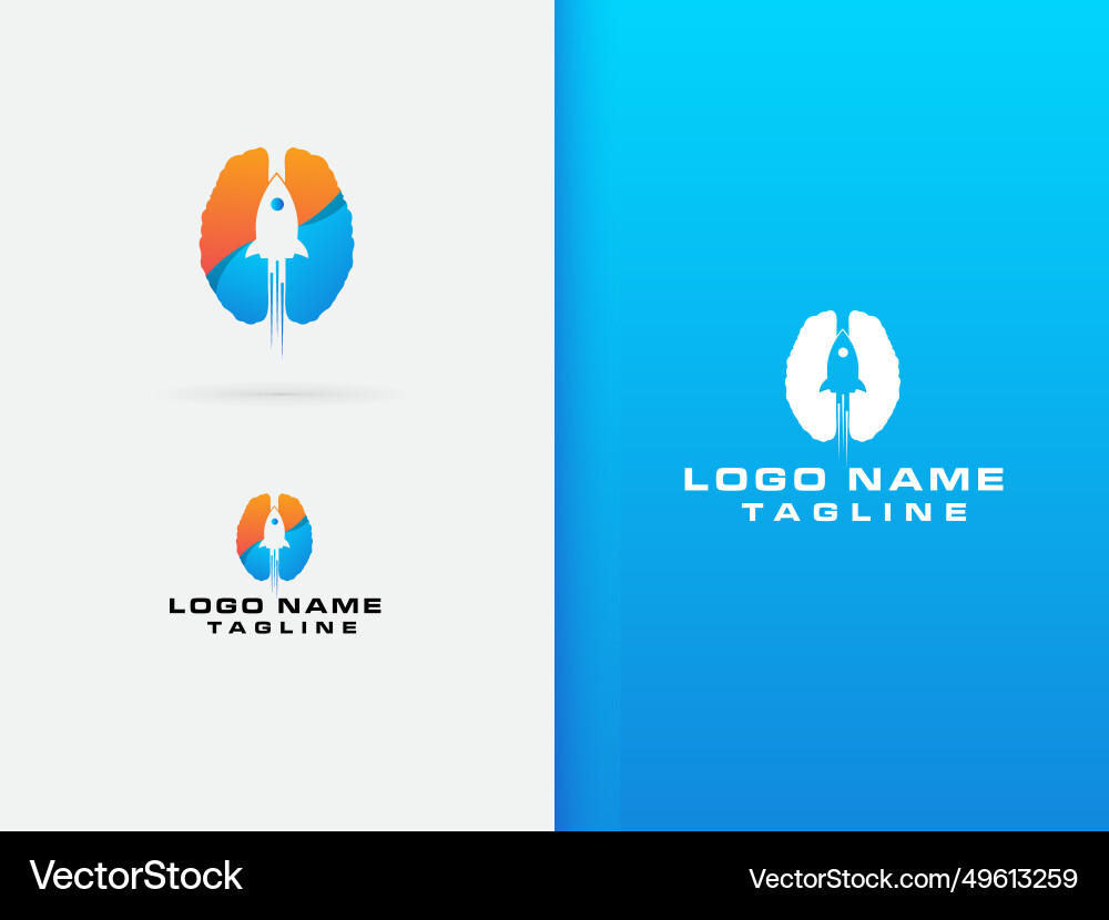 Rocket brain logo design Royalty Free Vector Image