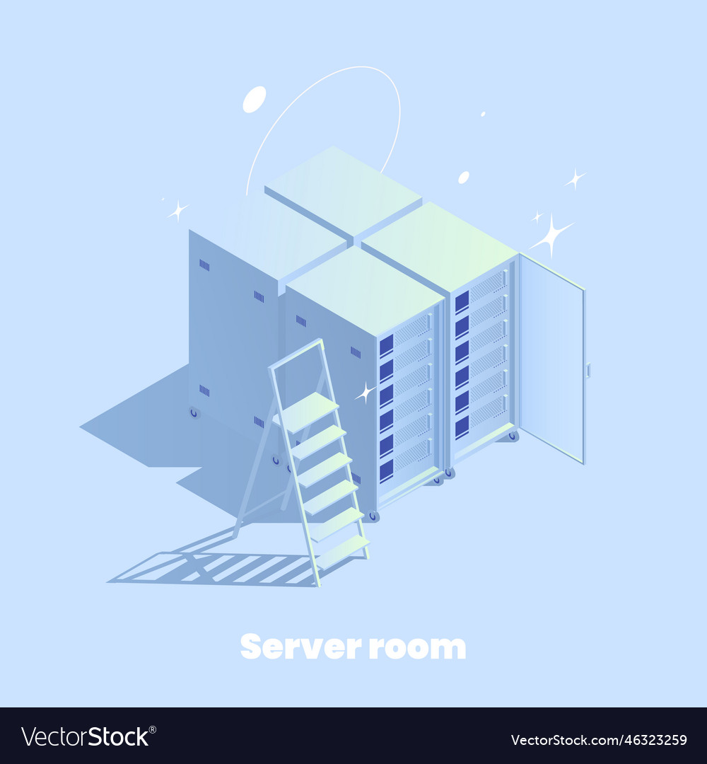 Server room hosting composition Royalty Free Vector Image