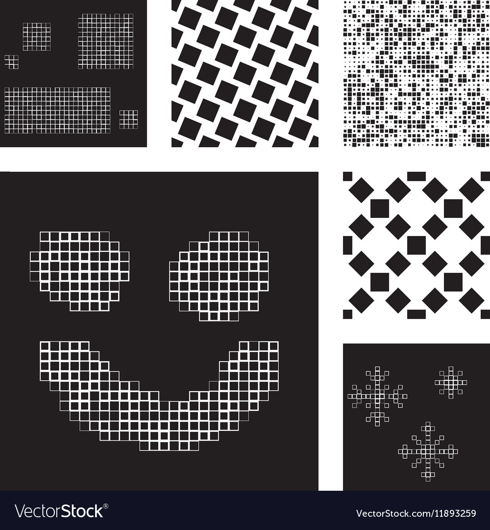 Set of abstract patterns with squares Royalty Free Vector