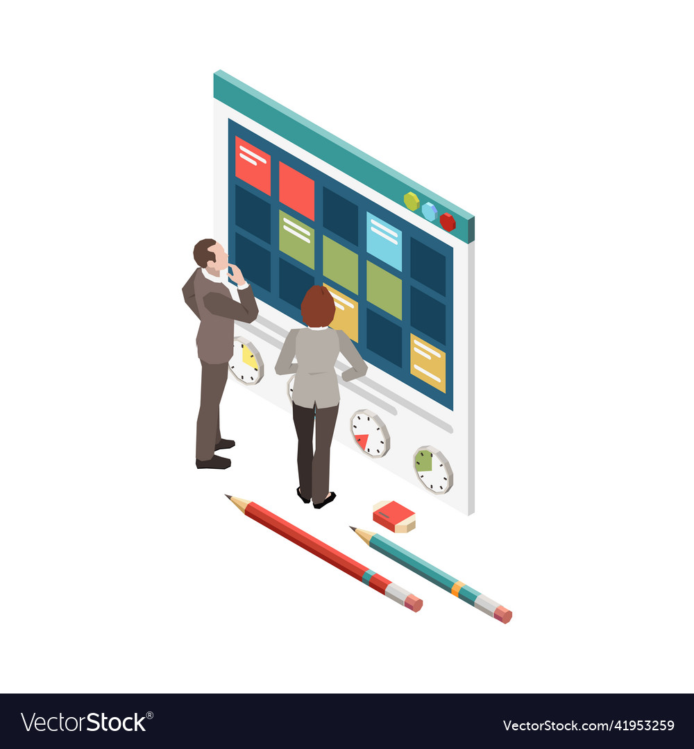 Setting time tasks composition Royalty Free Vector Image