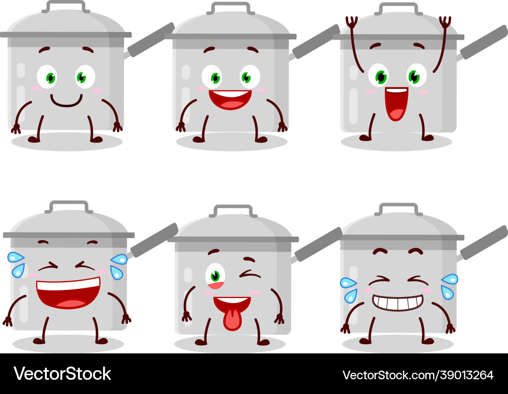Cartoon character sauce pan with smile Royalty Free Vector
