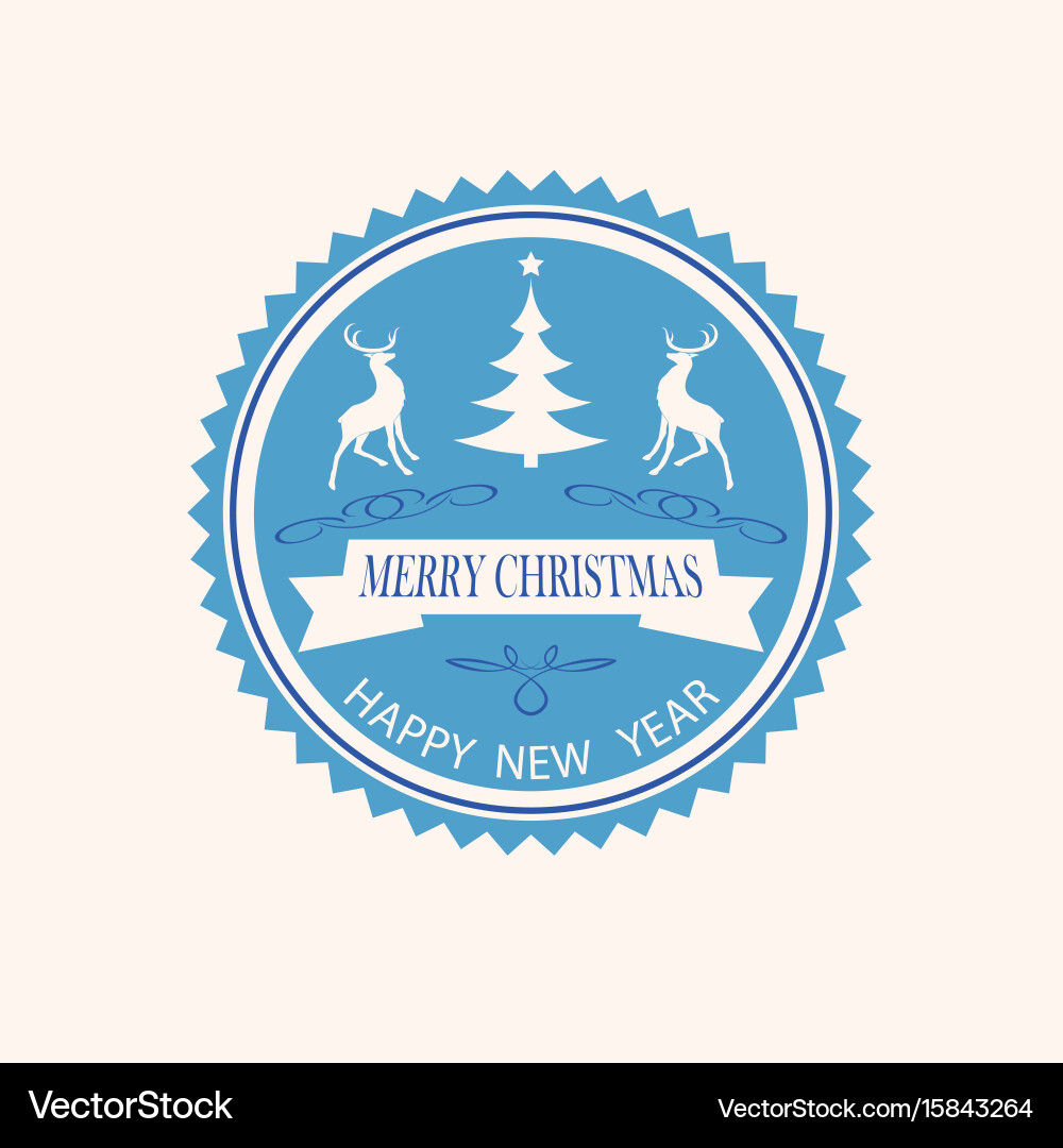 Christmas round emblem Royalty Free Vector Image