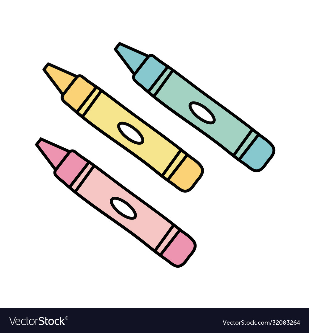 Crayons school supplies line style Royalty Free Vector Image