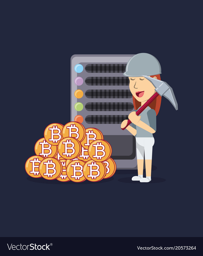 Cryptocurrency mining design Royalty Free Vector Image