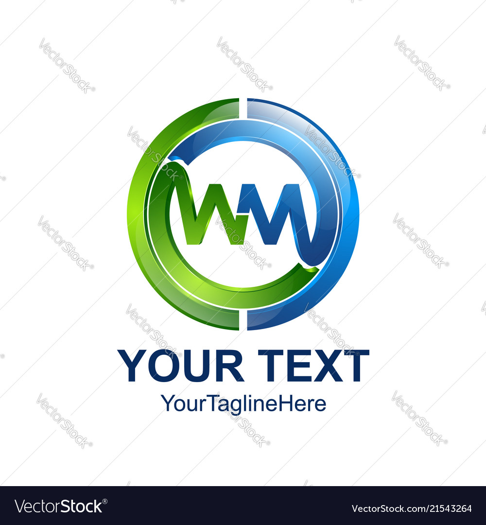 Initial letter wm logo template colored blue Vector Image