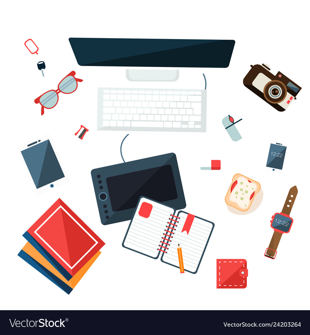 Workplace concept flat design Royalty Free Vector Image