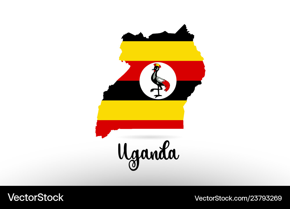 Uganda country flag inside map contour design Vector Image