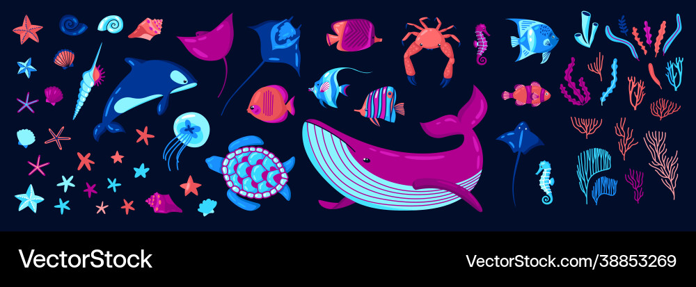 World ocean day color set Royalty Free Vector Image
