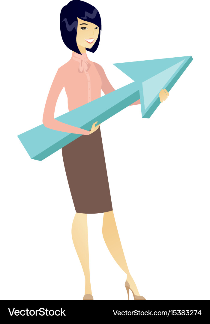 Business woman with growth graph Royalty Free Vector Image