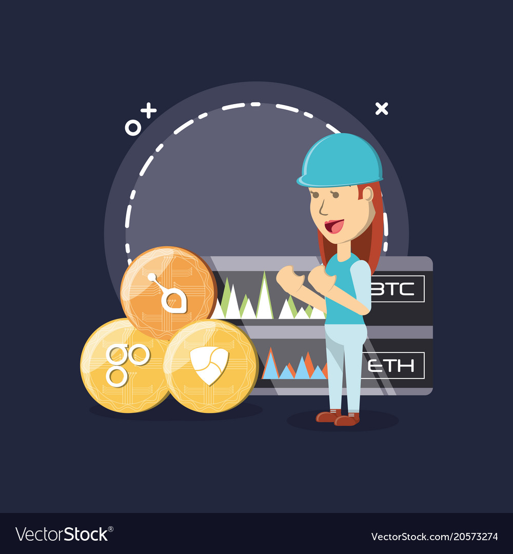 Cryptocurrency mining design Royalty Free Vector Image