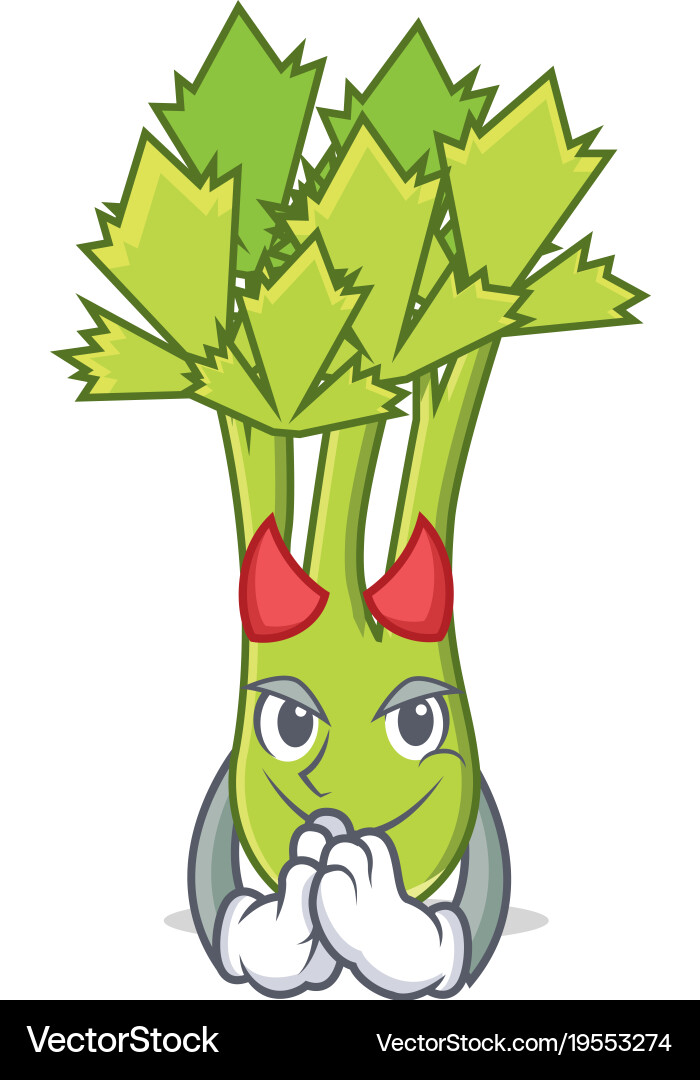 Devil celery mascot cartoon style Royalty Free Vector Image