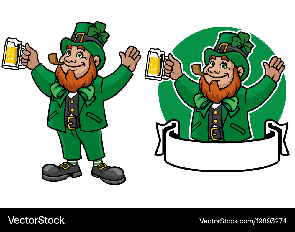 Leprechaun character design with banner Royalty Free Vector