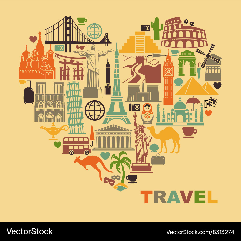 Love of travel Royalty Free Vector Image - VectorStock
