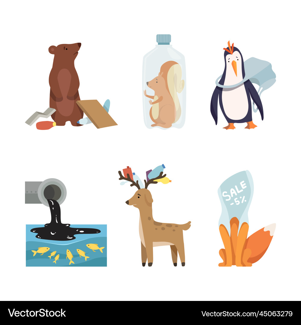 Animal suffering from contaminated water Vector Image