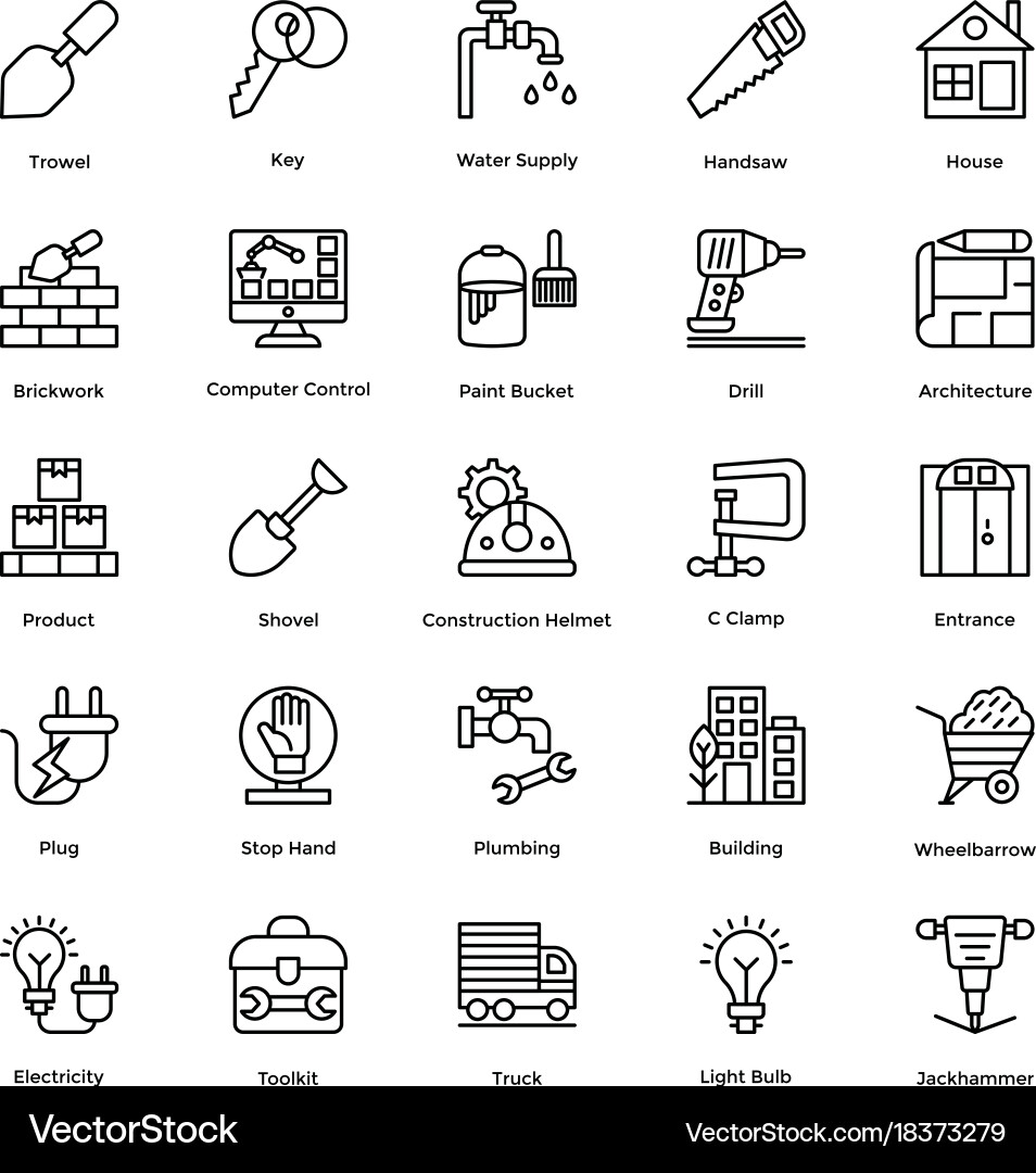 Industrial and construction line icon set Vector Image