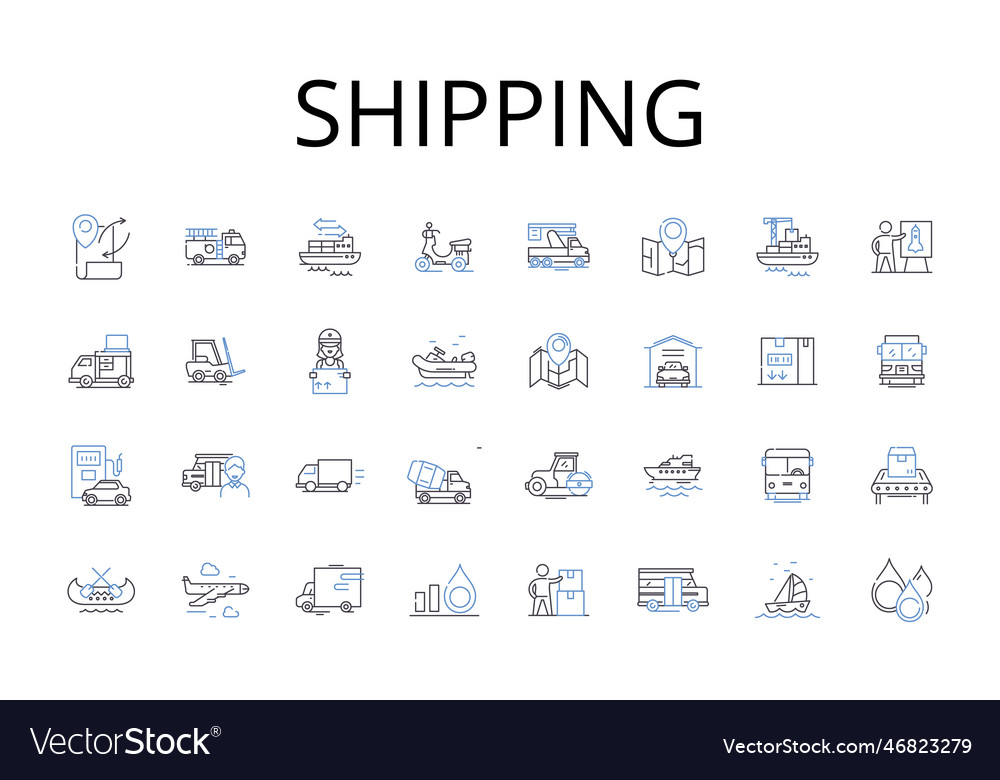 Shipping line icons collection delivery freight Vector Image