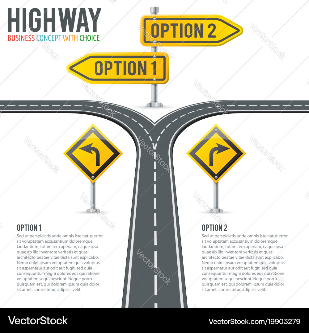 Timeline road infographics with signposts Vector Image