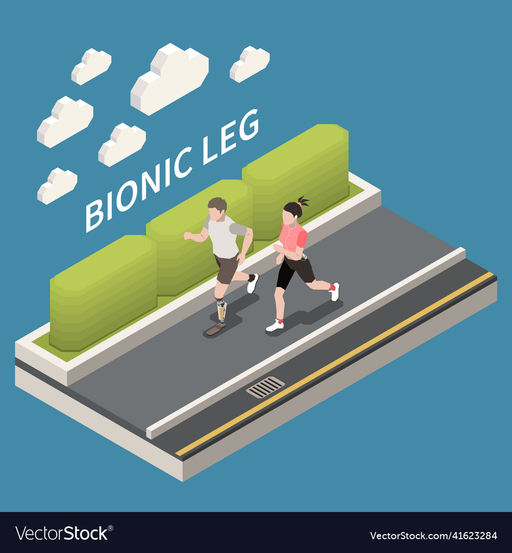 Bionic leg jogging composition Royalty Free Vector Image