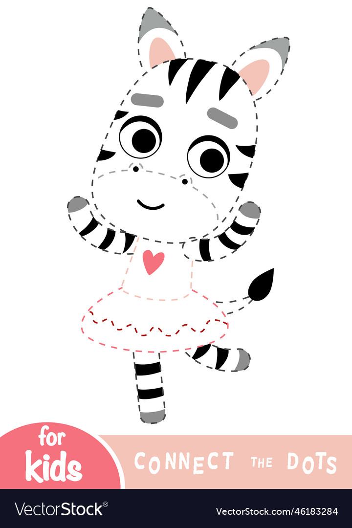 Connect the dots education game for kids zebra Vector Image Connect the dots education game for kids zebra Vector Image