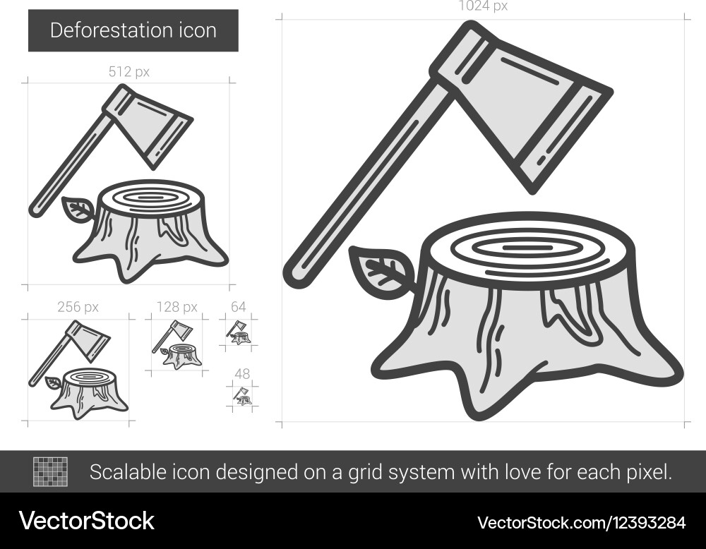 Deforestation line icon Royalty Free Vector Image