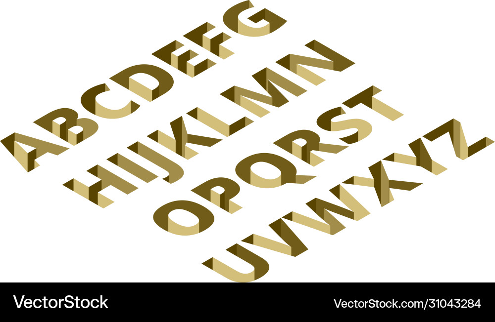 Hole font isometric design geometric three Vector Image